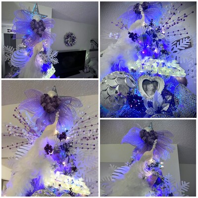 Deco Mesh Angel Tree Topper Ornament Silver Wreath Elegant - Etsy