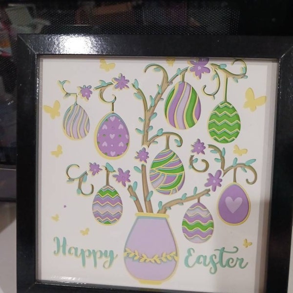 3D Easter Egg Tree Shadow Box, Happy Easter SVG, Easter Tree Shadowbox ...