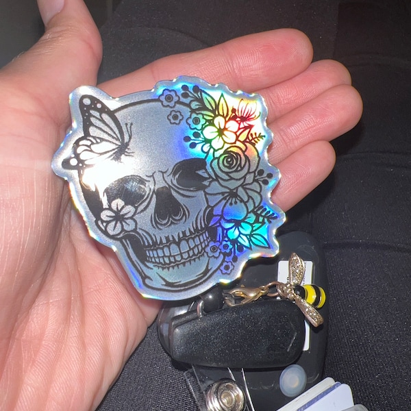 Holographic Skull Badge Reel - Xray Badge Reel - Nurse Badge ...