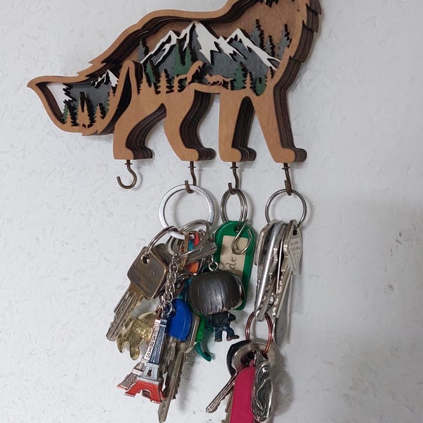 Wooden Animal Key Holder for Wall,minimalist Key Organizer,bear Moose ...