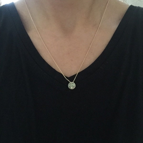 Solid Gold Disc Pendant . Plain Gold Disc Charm. Personalised Necklace ...