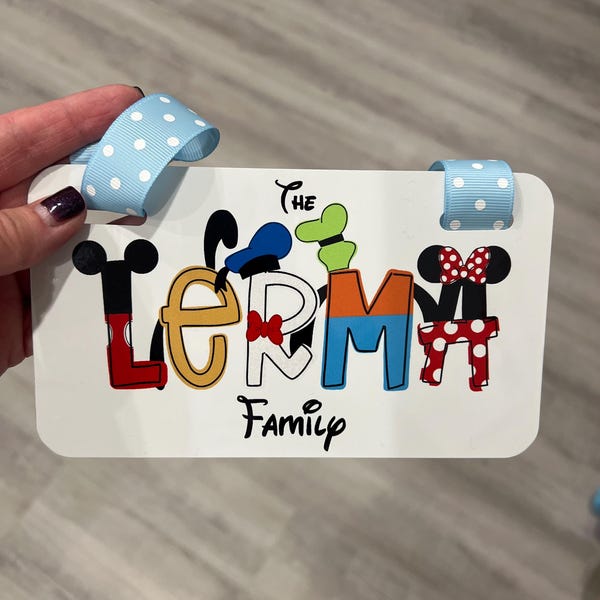 Personalized Family Name Stroller Tag, Amusement Theme Park Sign for ...