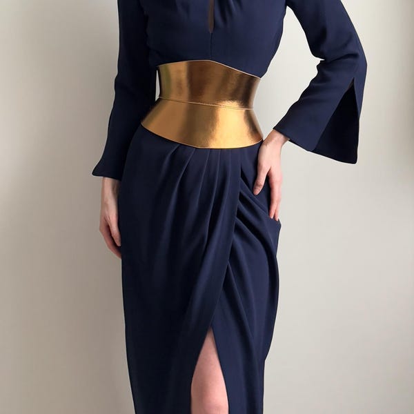 11 Cm 4 Inch Black Leather Wide Waist Belt, Maxi Oversized Buckle ...