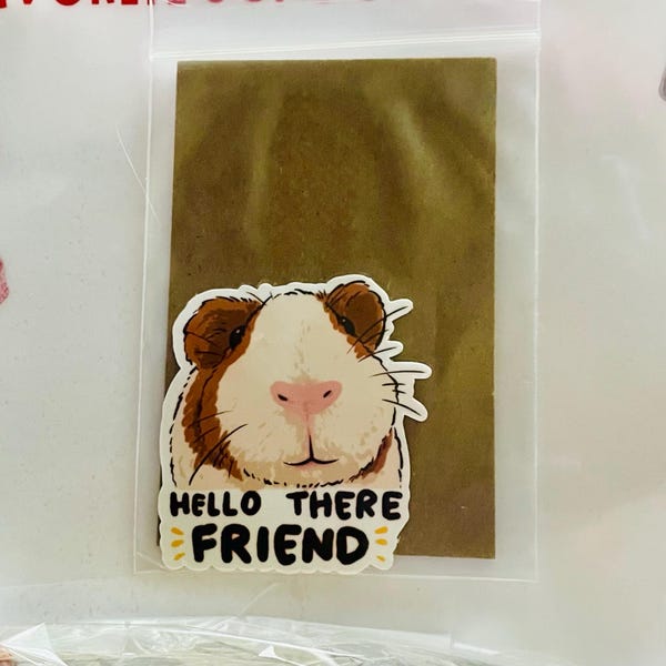 Guinea Pig Hello There Friend| Funny and Cute Laptop Sticker | Gifts ...