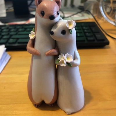 Weasel Wedding Cake Topper Polymer Clay Animal Cake Topper and Keepsake ...