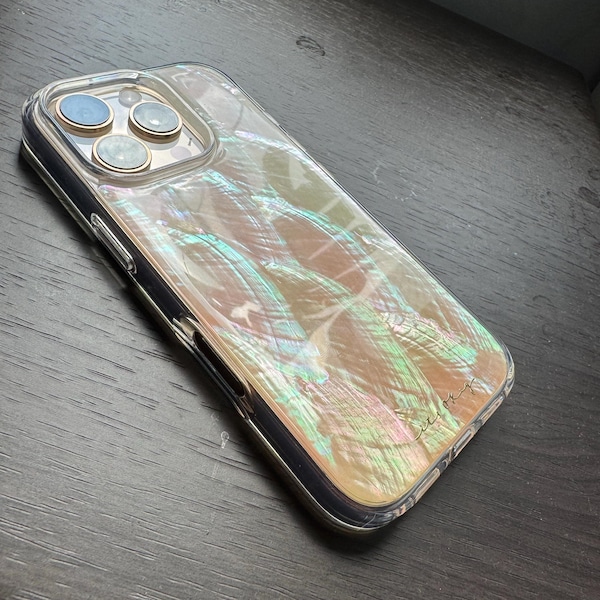 White Pearl - Real Mother of Pearl Phone Case, iPhone 16 15 14 13 Pro ...