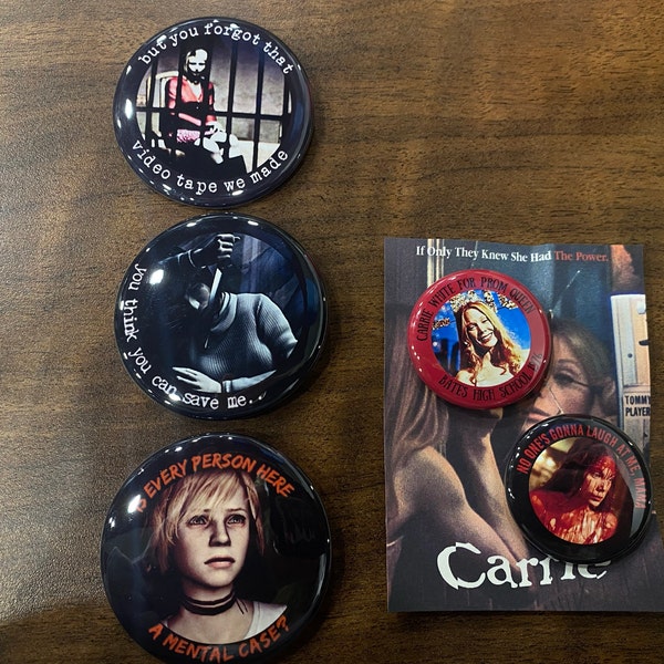The Carrie White Pack - 1.5” Pin Back Button Set - Etsy