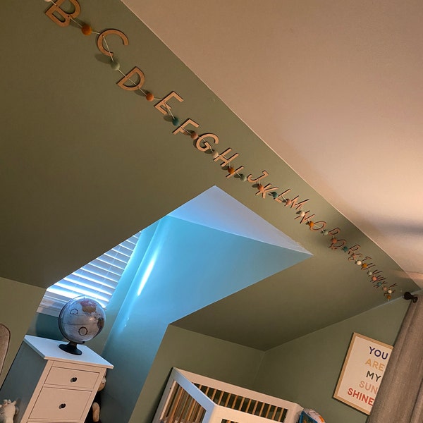 Alphabet Banner Wooden Alphabet Wall Decor Educational Decor Wooden ...
