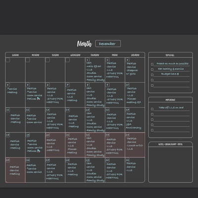Digital Calendar, Monthly Planner Goodnotes Template, Undated iPad ...