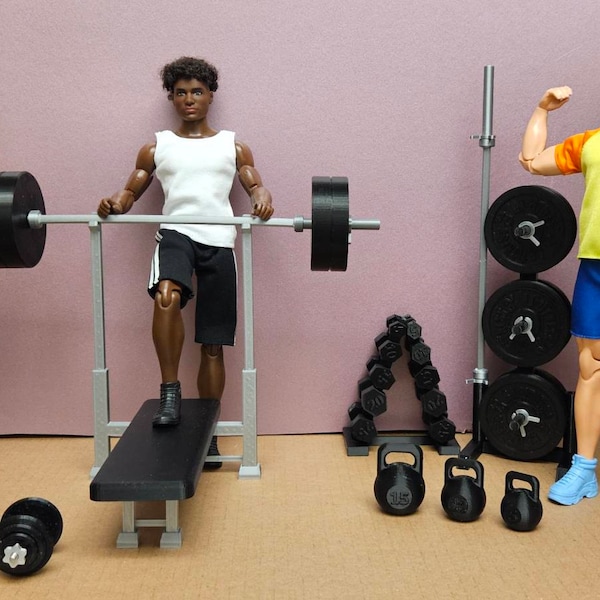 1/6 Scale Gym Set, Miniature Gym Equipment, Exercise Equipment, 1 6 ...