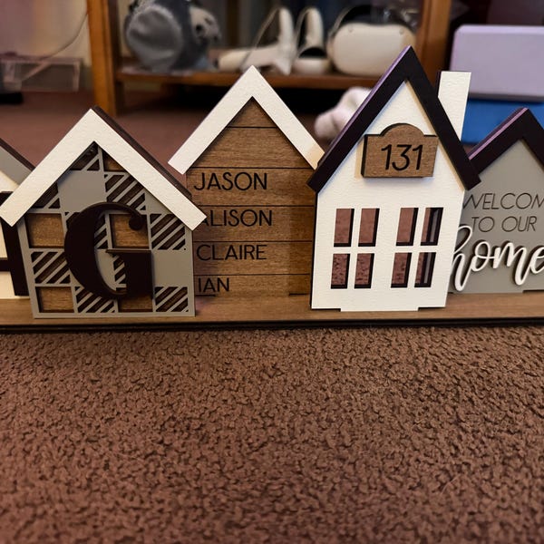 Personalized Family Sign, Custom Standing House Centerpiece, Farmhouse ...