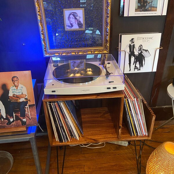 Vinyl Record Player Stand/ Turntable Stand/ Record Storage/ Mid Century ...