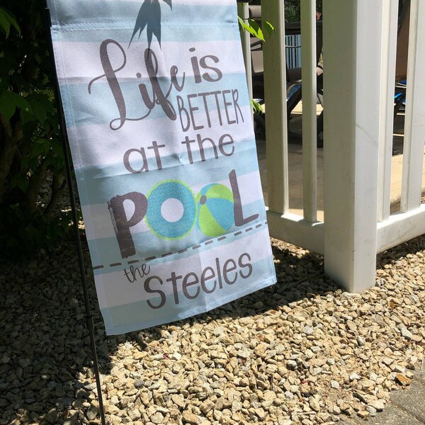 Personalized Pool Garden Flag - Pool Flag - Summer - Poolside - Etsy