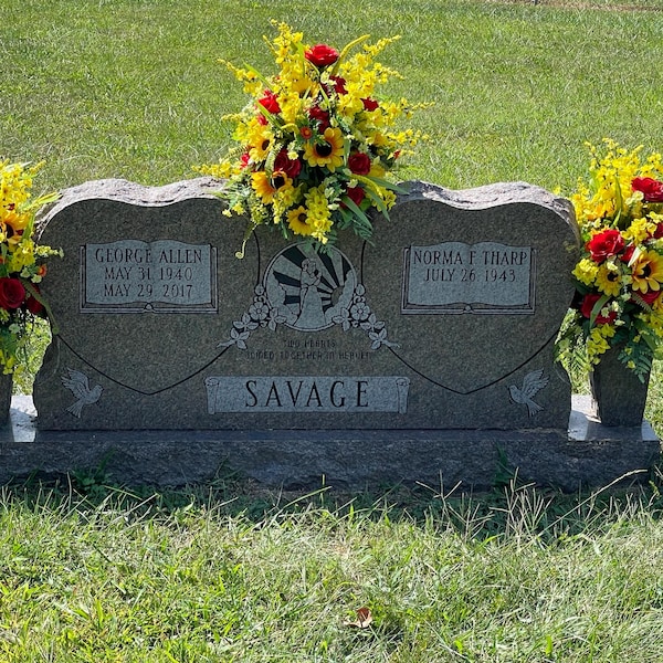 Blue Cemetery Flowers, Grave Flower Arrangement, Vase Insert, Grave ...