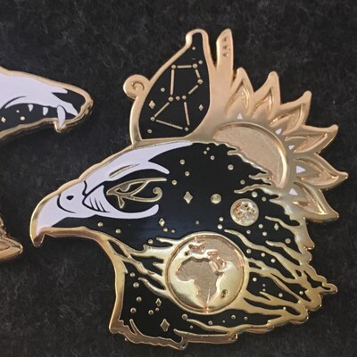 Hawk Skull Enamel Pin astra Hawk Pin Falcon - Etsy