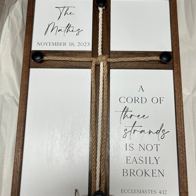 A Cord of Three Strands Unity Ceremony Braided Cord Cross Sign With ...