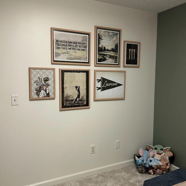 Boys Gallery Wall Art Set 6 Dinosaur Poster Adventure Awaits Pennant ...