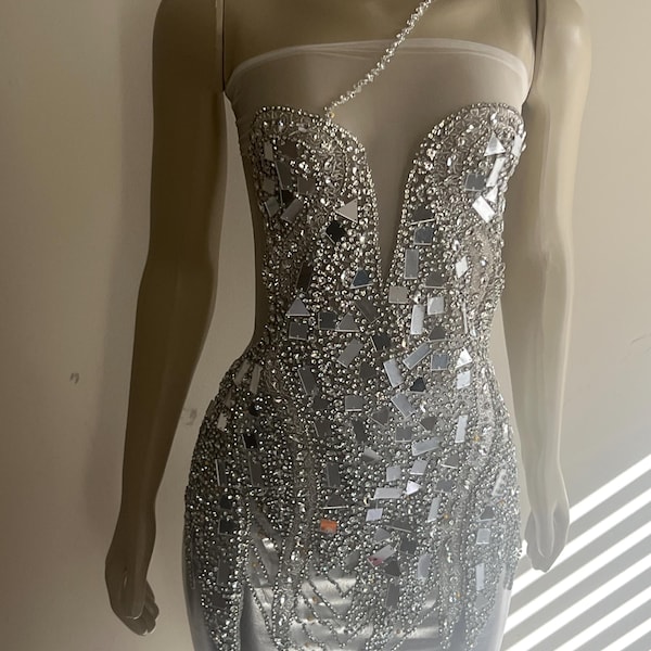 2 Colors Rhinestone Shoulder Applique for Women Dress, Premiun Crystals Embroidered Sewn on ...