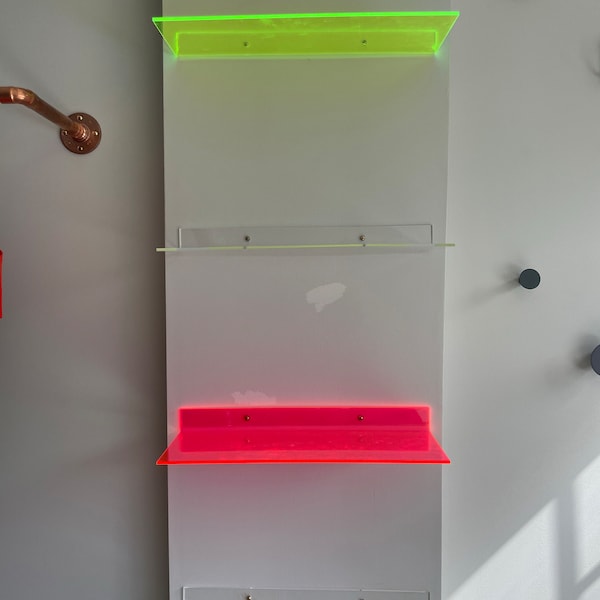 22" Folded Color Lucite Wall Shelf, - 22" Long X 8" Deep 1/4" Acrylic ...