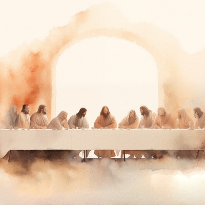 Modern Watercolor Nativity Scene Faceless Figures With Soft Tones and ...