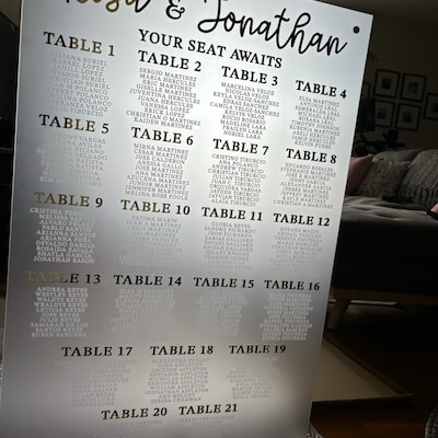 Acrylic Wedding Seating Chart Table Seating Chart Alphabetical Seating ...