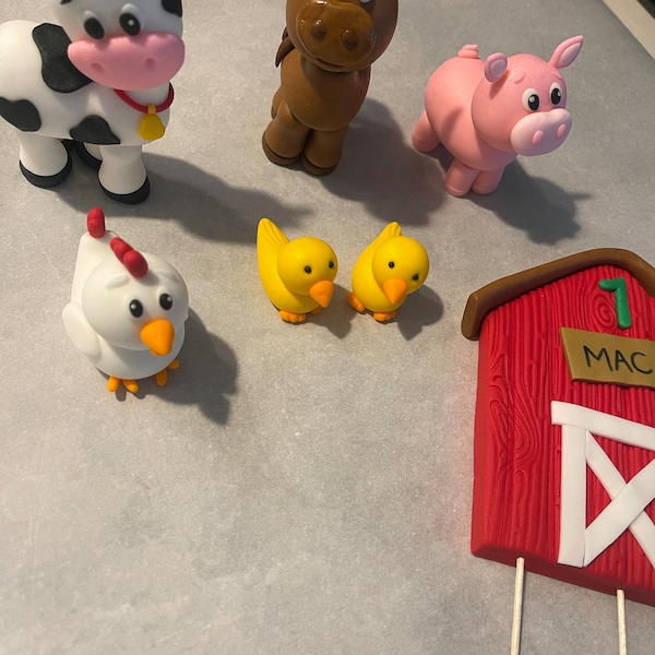 Fondant Farm Animals - Fondant Farm Cake Topper Fondant Pig Cow Sheep ...