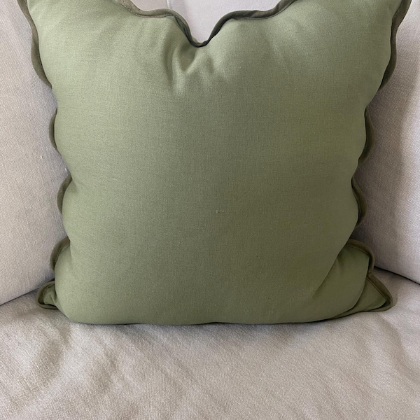 Orelle Scalloped Pillow Cover 18x18 Set of 2 | 100% Linen / Cotton ...