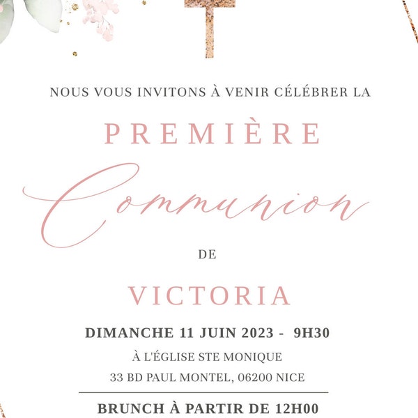 Electronic First Communion Invitation, Blush Pink Communion Evite ...