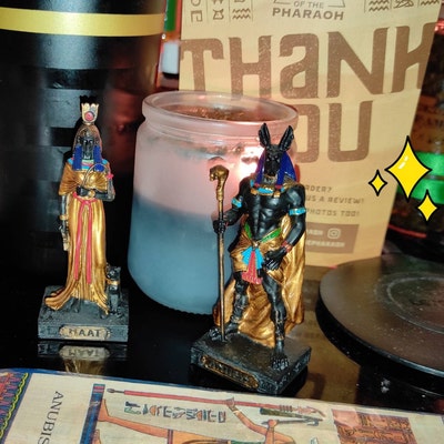 Vintage Anubis Mini Statue Small Hand-painted Ancient Egyptian Jackal ...