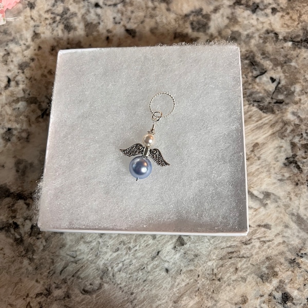 Something Blue Angel Charm, Something Blue for Bride Memorial Charm for ...