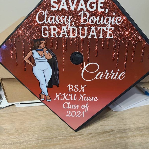 Graduation Cap Topper/classy Graduate/ Red Glitter/ Black Girl Magic - Etsy