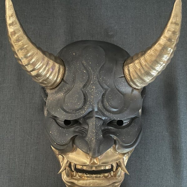 Golden Hannya Mask, Japanese Warior Mask, Hand Made, Gift for Him, Oni Mask - Etsy