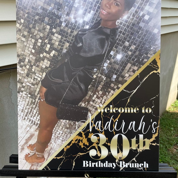 Marble Elegance Photo Welcome Sign, 30th Birthday Photo Welcome Sign ...