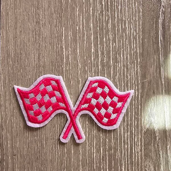 Checkered Flag Patch, Hot Pink Racing Flag Patch, Retro Patch, Motor ...