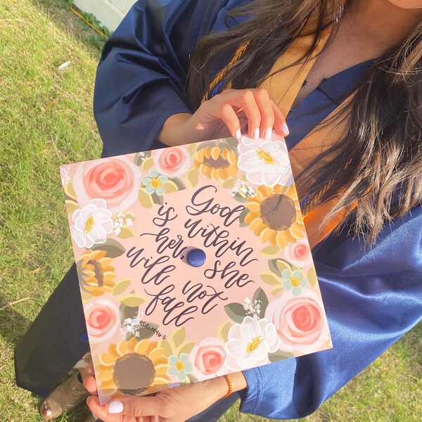 Customizable Floral Grad Cap Decoration Self-adhesive Sunflower Florals ...