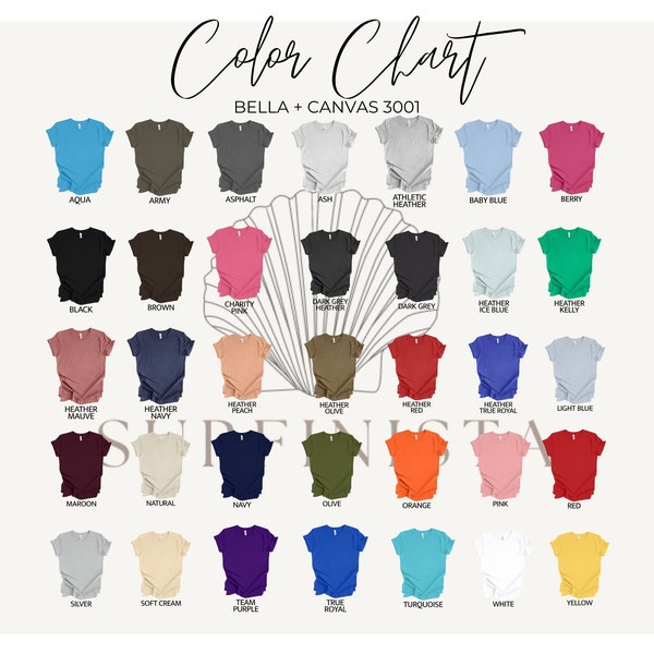 Editable Color Chart Bella Canvas 3001 181 PNG Transparent Files + 41 ...