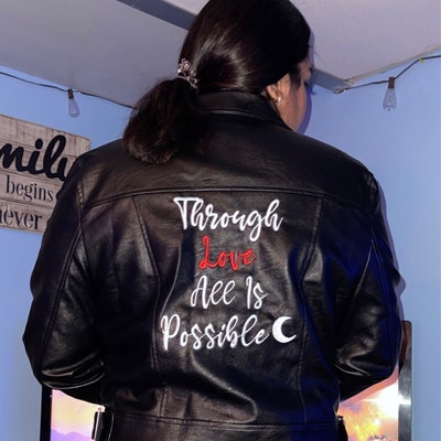 CUSTOM TEXT Black Leather Crop Jacket Personalize Black Moto Faux ...