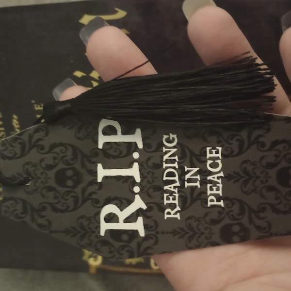 Coffin Shaped RIP Reading in Peace Bookmark, Goth, Tassel, Shaped ...