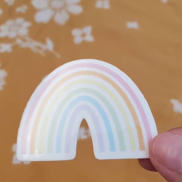 Pastel Rainbow Sticker, Clear Background Rainbow Sticker - Etsy