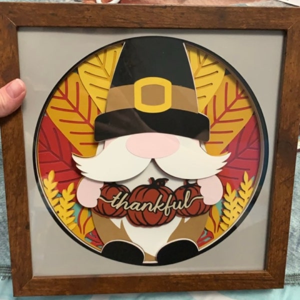 Thanksgiving Gnome 3D Shadow Box SVG/ Thankful Shadow Box/ Thanksgiving ...
