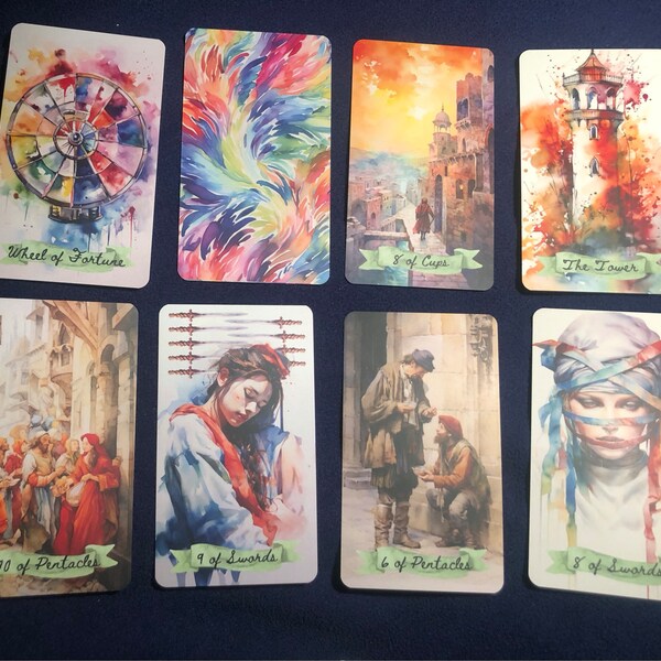 Modern Tarot Deck, Watercolor Tarot Deck, Drawn Tarot Cards, Watercolor ...