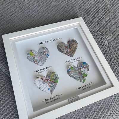 Personalised Map Gift Frame. by A GIFT OF HAPPINESS. Anniversary Gift ...