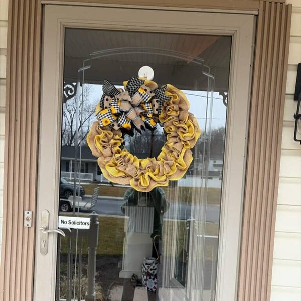 Sunflower Burlap Wreath: Summer Front Door Decor - Etsy