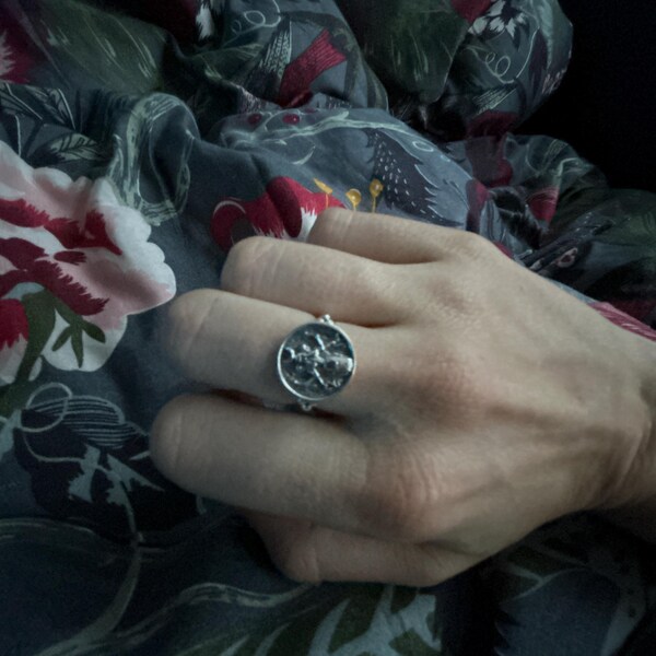 Hecate Ring, Triple Goddess Sterling Silver 925K Handcrafted Coin Ring ...