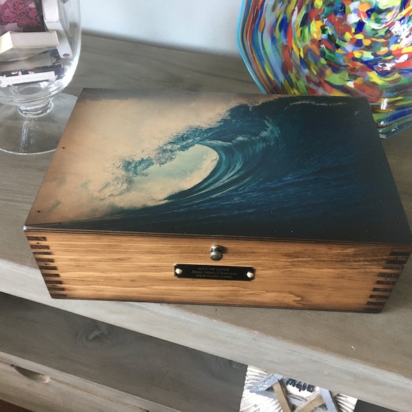 Blue Ocean Wave Memory Box - Etsy