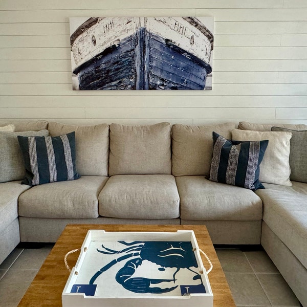 Rustic Boat Painting: Nautical Canvas Print, Lake House Decor - Etsy