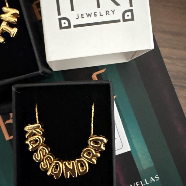 Personalized Tiny Balloon Initial Name Necklace, Mini Name Necklace, Minimalist Necklace ...