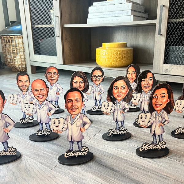 Personalized 3D Wooden Cartoon Couple Figurine Trinket, Custom Cartoon ...