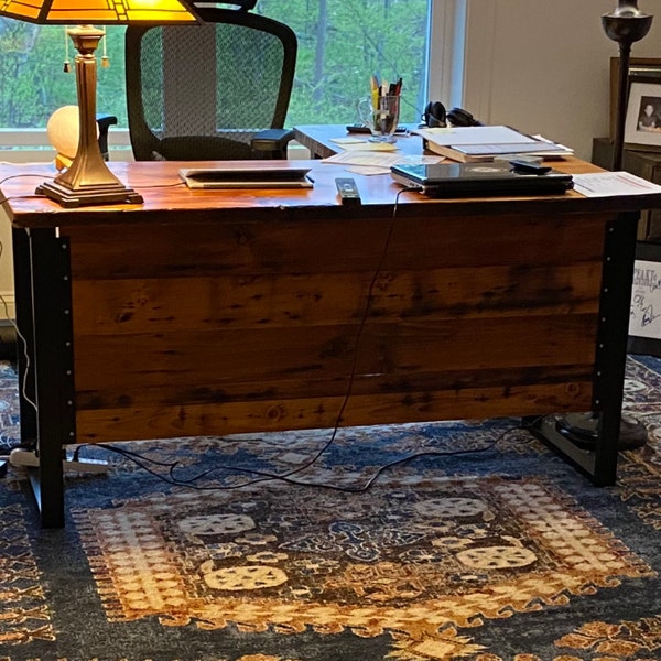 L Shaped Desk. Two Piece Desk. Desk With Privacy Wall. Industrial ...