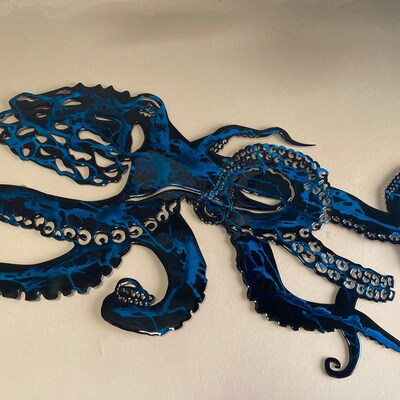 Hand Painted Octopus Compass Rose Metal Wall Art - Etsy